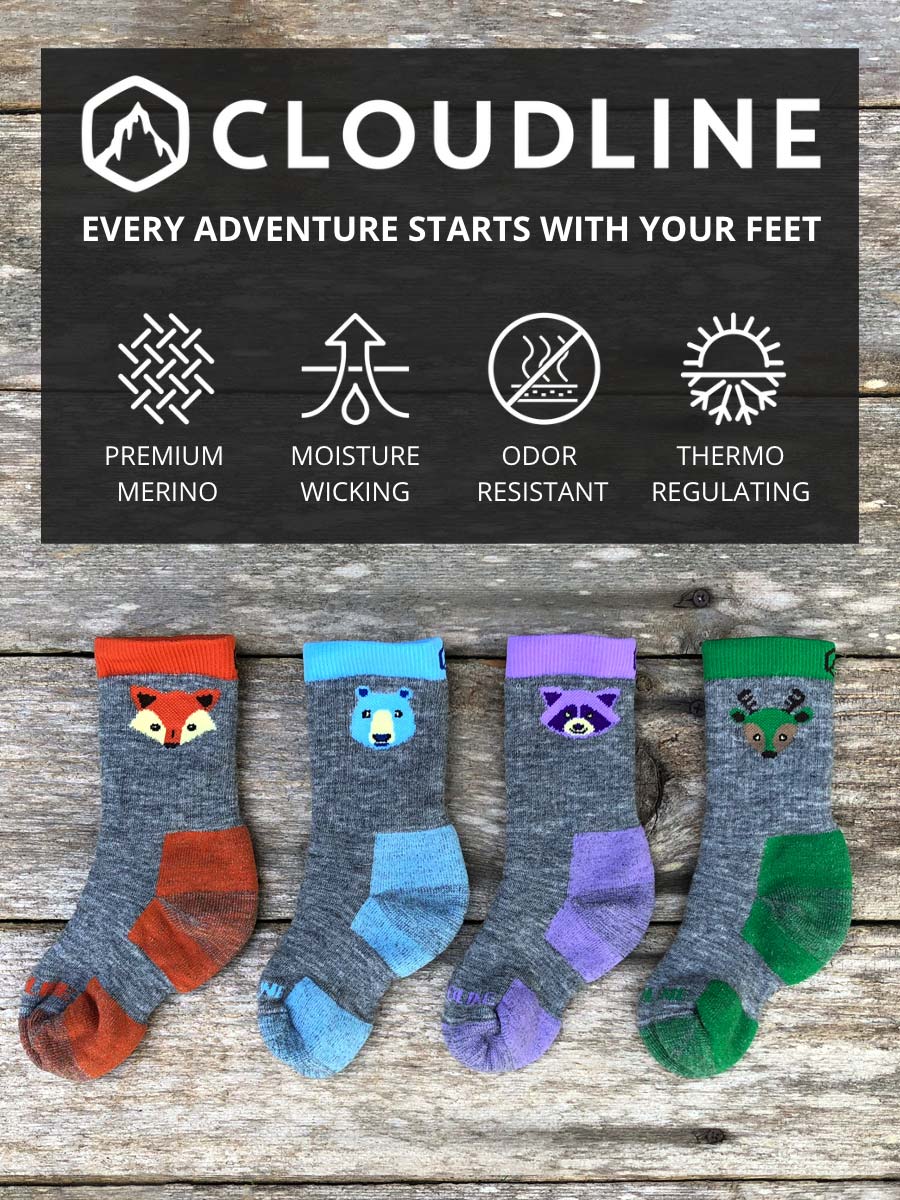 2 Kid's Hiking Socks | Med Cushion - Cloudline Apparel