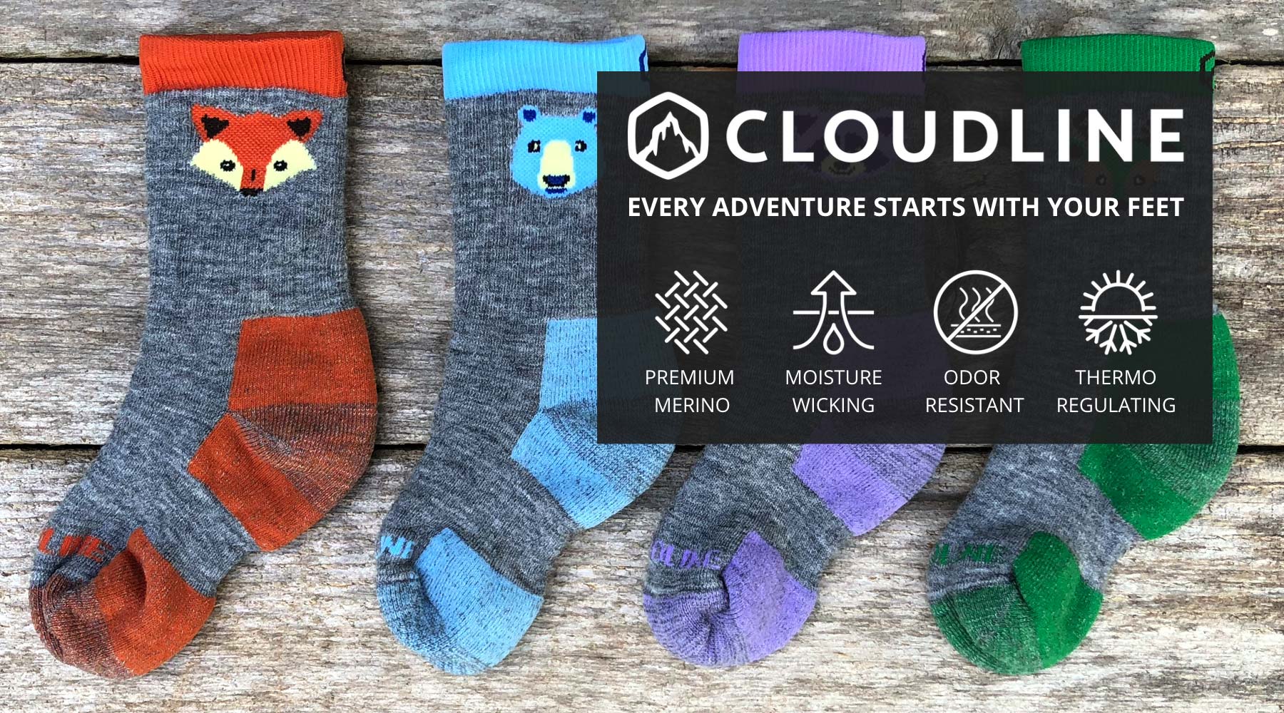 2 Kid's Hiking Socks | Med Cushion - Cloudline Apparel